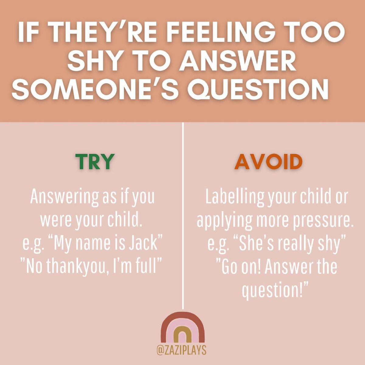 If they're feeling too shy to answer questions – Zazi